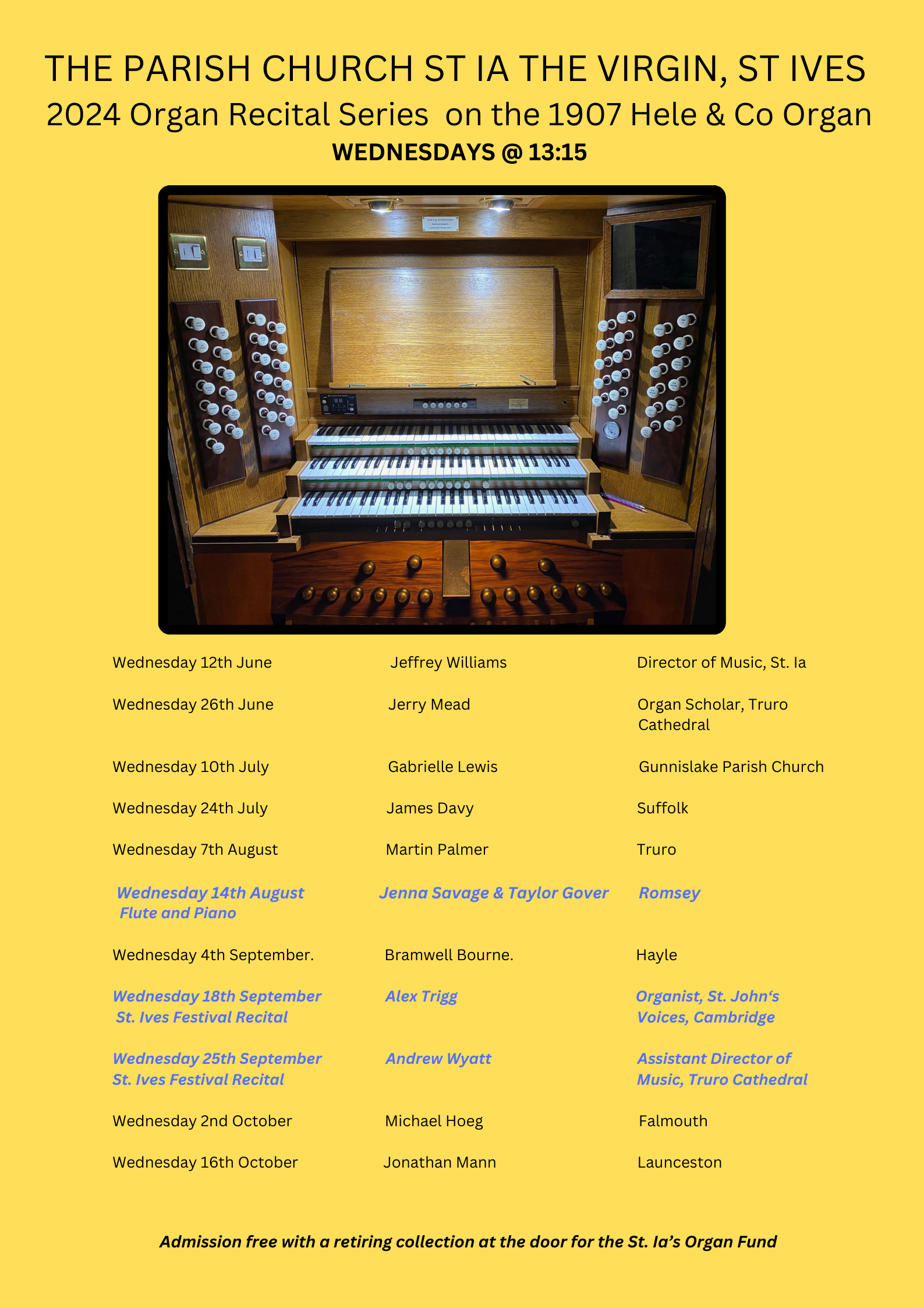 2024 Organ Recital Series - Truro Diocese : Truro Diocese